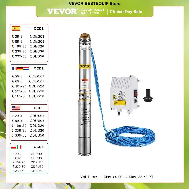 VEVOR-550W-Deep-Well-Pump-Borehole-96L-Min-Submersible-Pump-Automatic-Flow-Switch-Control-80M ...