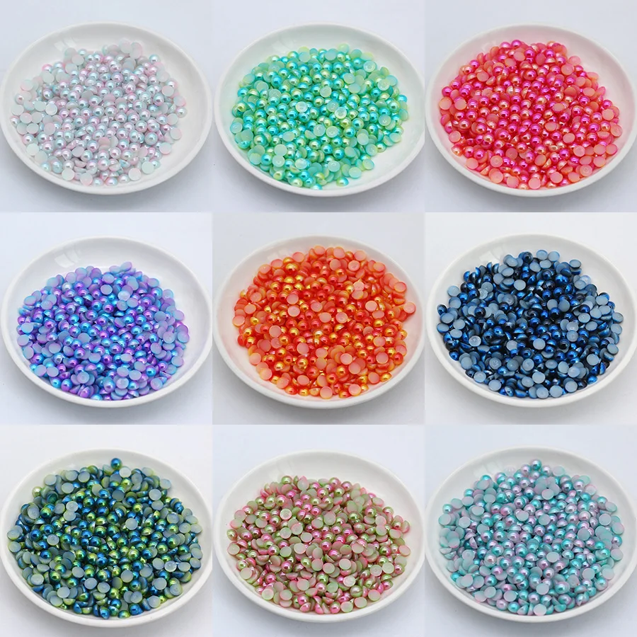 Abs Pearls Beads | Half Round Bead | Garment Beads - 3/4/5/6/8mm Color ...