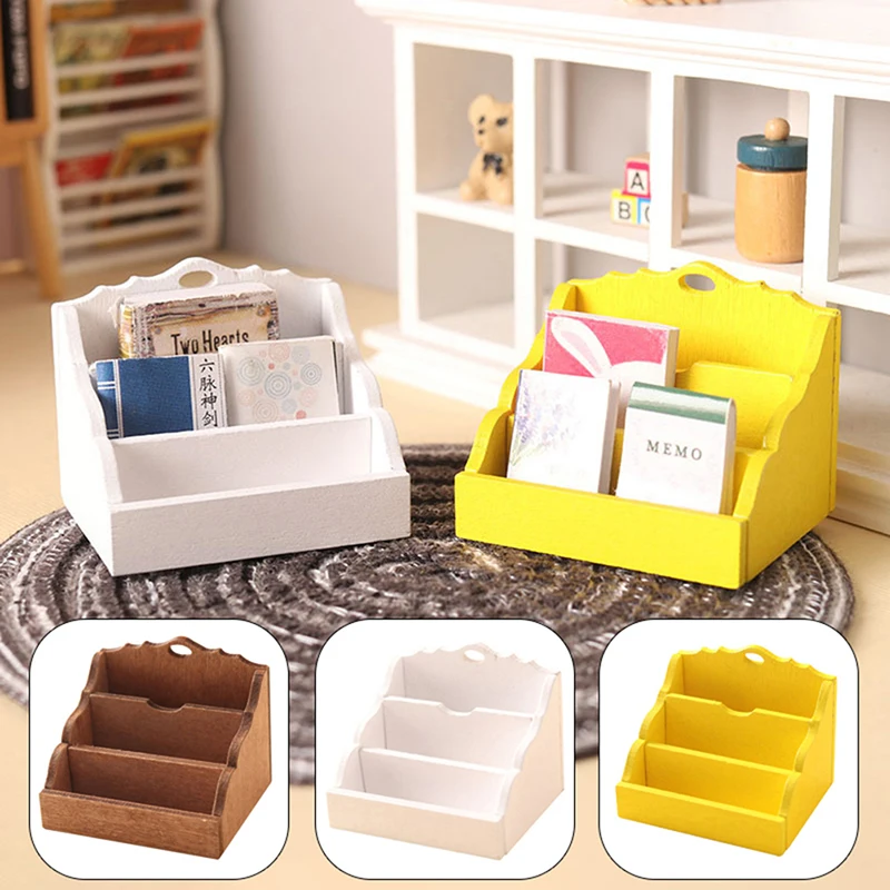 1:12 Dollhouse Miniature Desktop Storage Rack Organizer Box Bookshelf ...