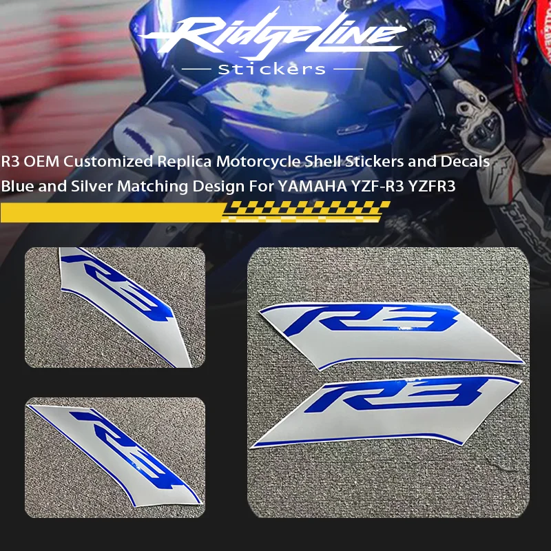 R3 NEW OEM Customized Replica Motorcycle Shell Stickers and Decals Blue ...