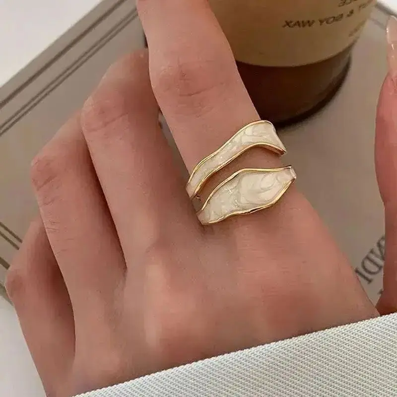 Retro-Gold-Color-Double-Oil-Drip-Open-Rings-for-Women-Luxury-Irregular ...