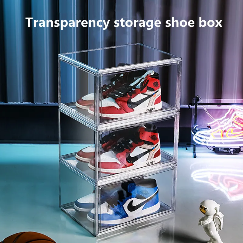 Clear-Double-Open-Door-Shoe-Box-Household-Living-Room-Dustproof ...