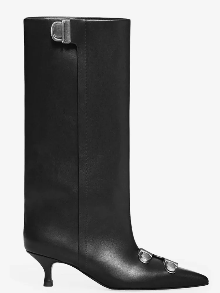 2025 Otoño e Invierno nuevas botas puntiagudas ajustadas de tacón alto ...