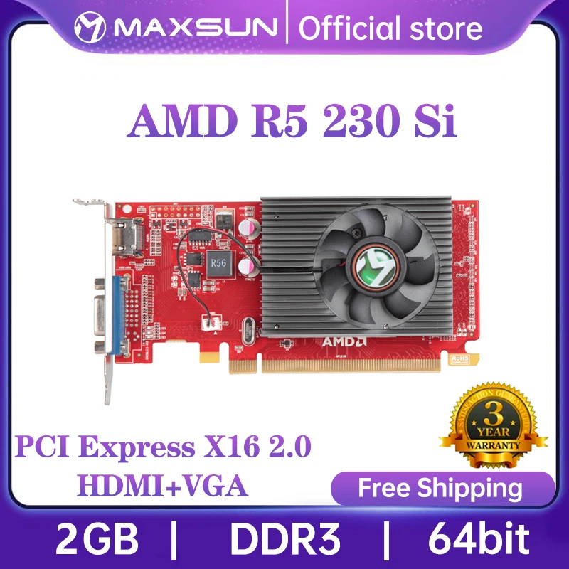Maxsun – Carte Graphique Amd R5 230 Si, 2 Go Gddr3 64 Bits, Pci Express ...