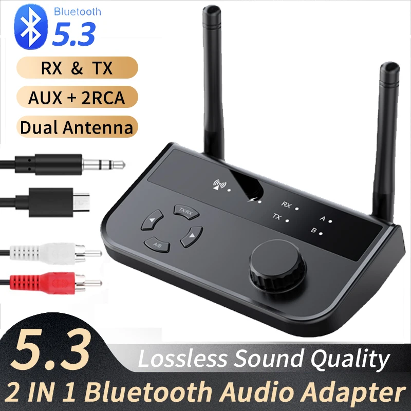 Bluetooth-5-3-Audio-Transmitter-Receiver-3-5mm-AUX-Jack-Stereo-Music ...
