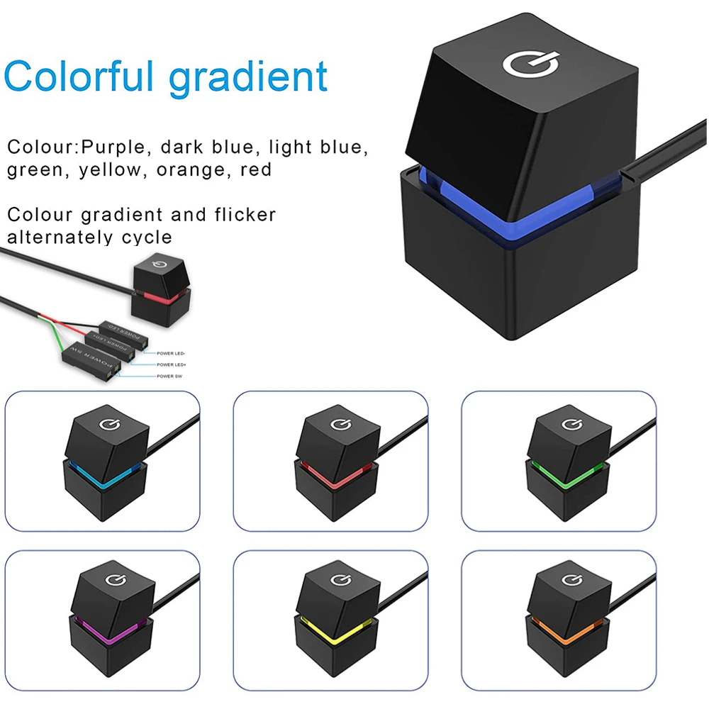 On-Off-PC-Power-Button-Switch-Cable-Portable-Colorful-LED-Lights ...