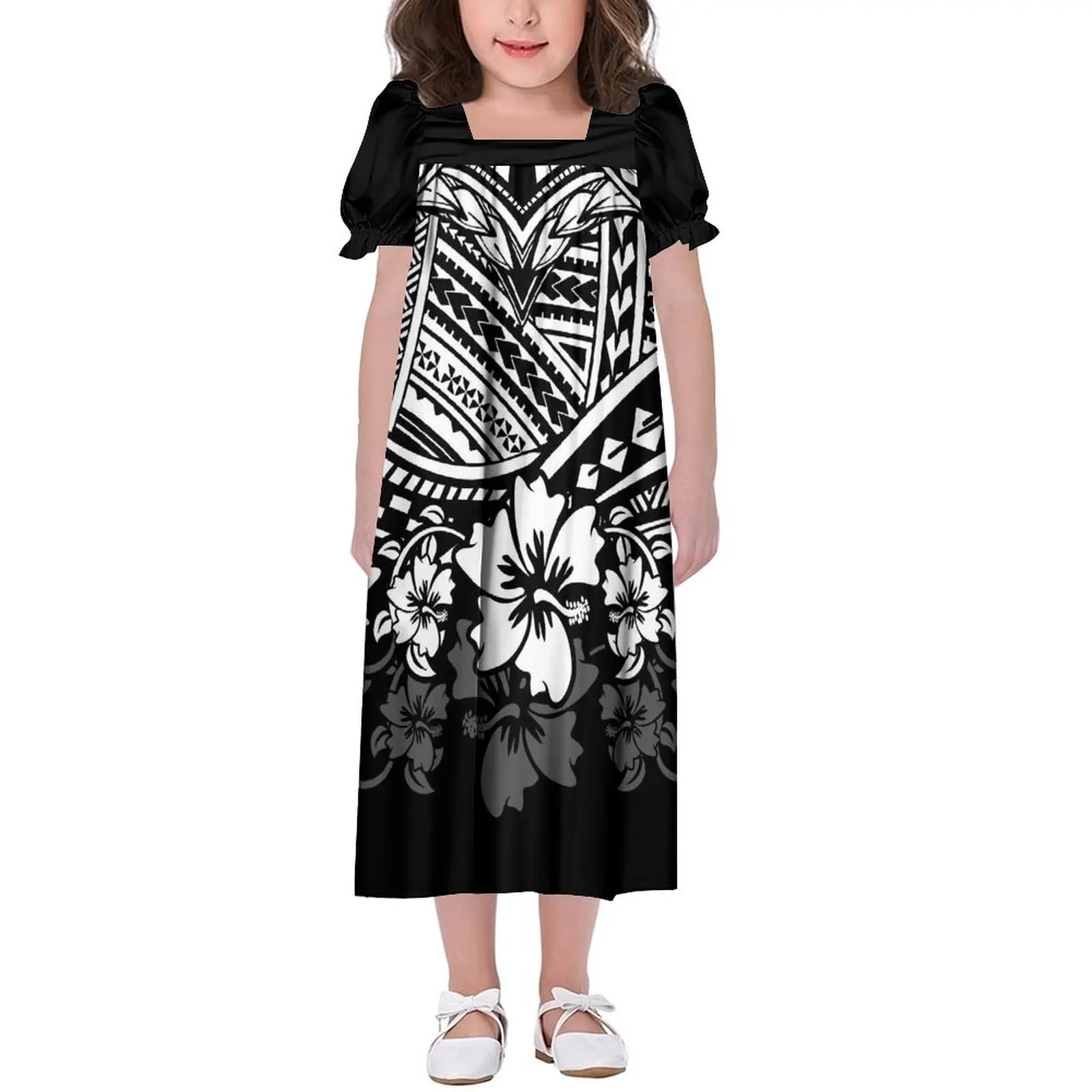 2024 New Polynesian Floral Print Custom Children'S Mumu Micronesian ...