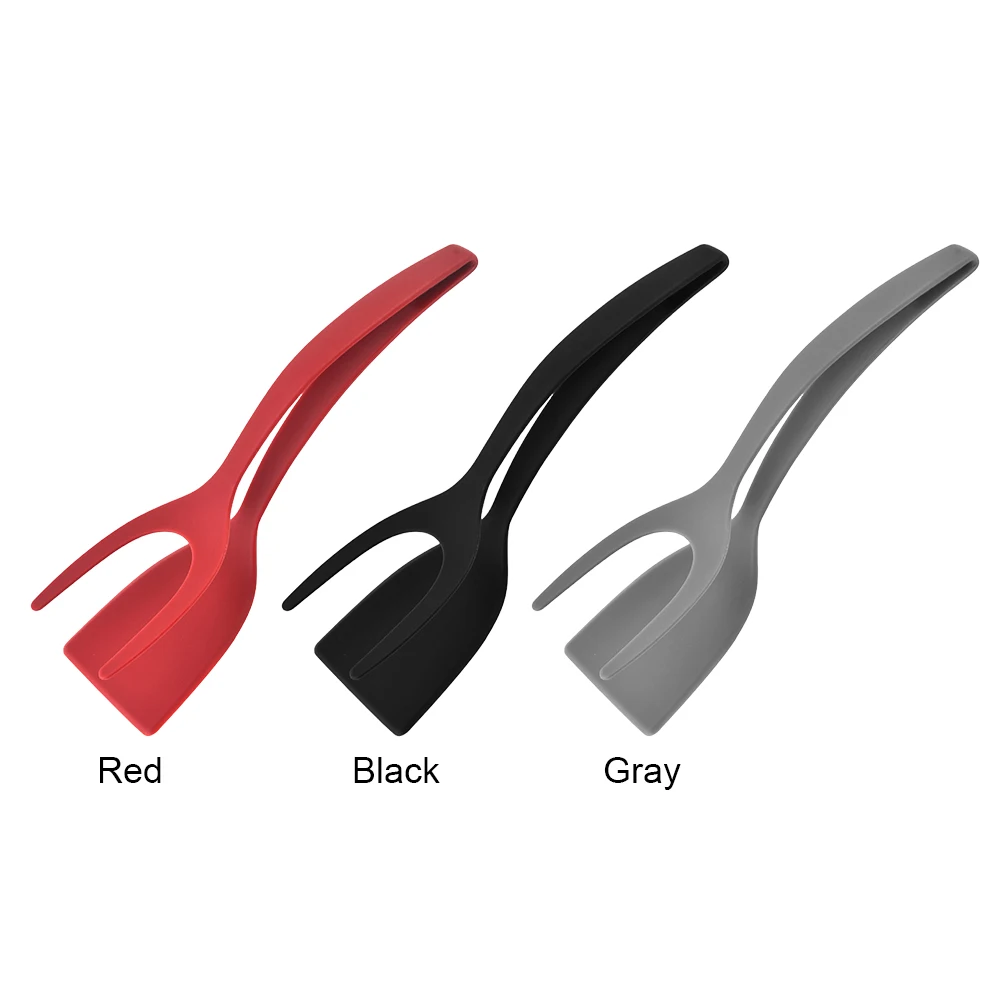 2-In-1-Kitchen-Tongs-Utensils-Silicone-Grip-Steak-Spatula-Tongs-Clamp ...