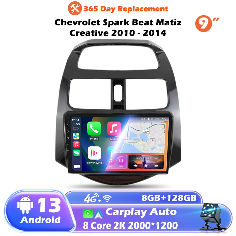 Android 9" Car Stereo Radio For Chevrolet Spark Beat Matiz Creative ...