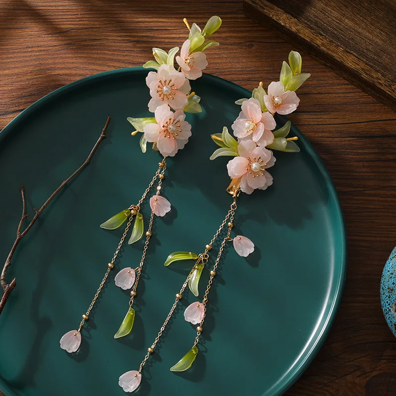 new style pin flower hair clips tassel chinese style full set hair ...