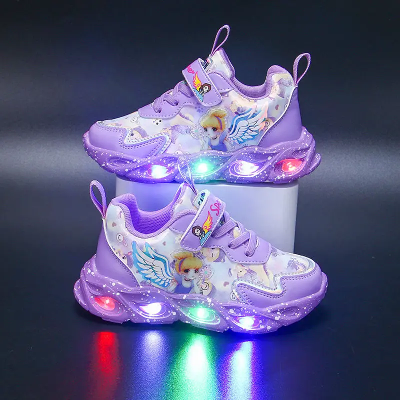 Disney-Girls-Led-Lights-Casual-Shoes-Children-s-Sneakers-Leather ...