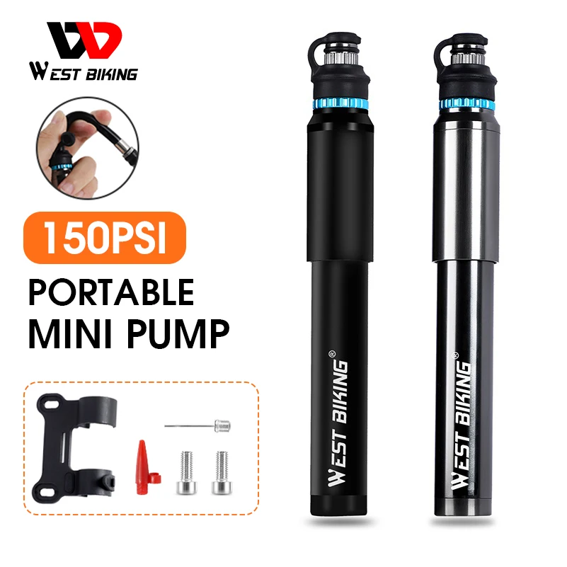 WEST-BIKING-Cycling-Pump-Mini-Portable-150-Psi-Schrader-Presta-Valve ...