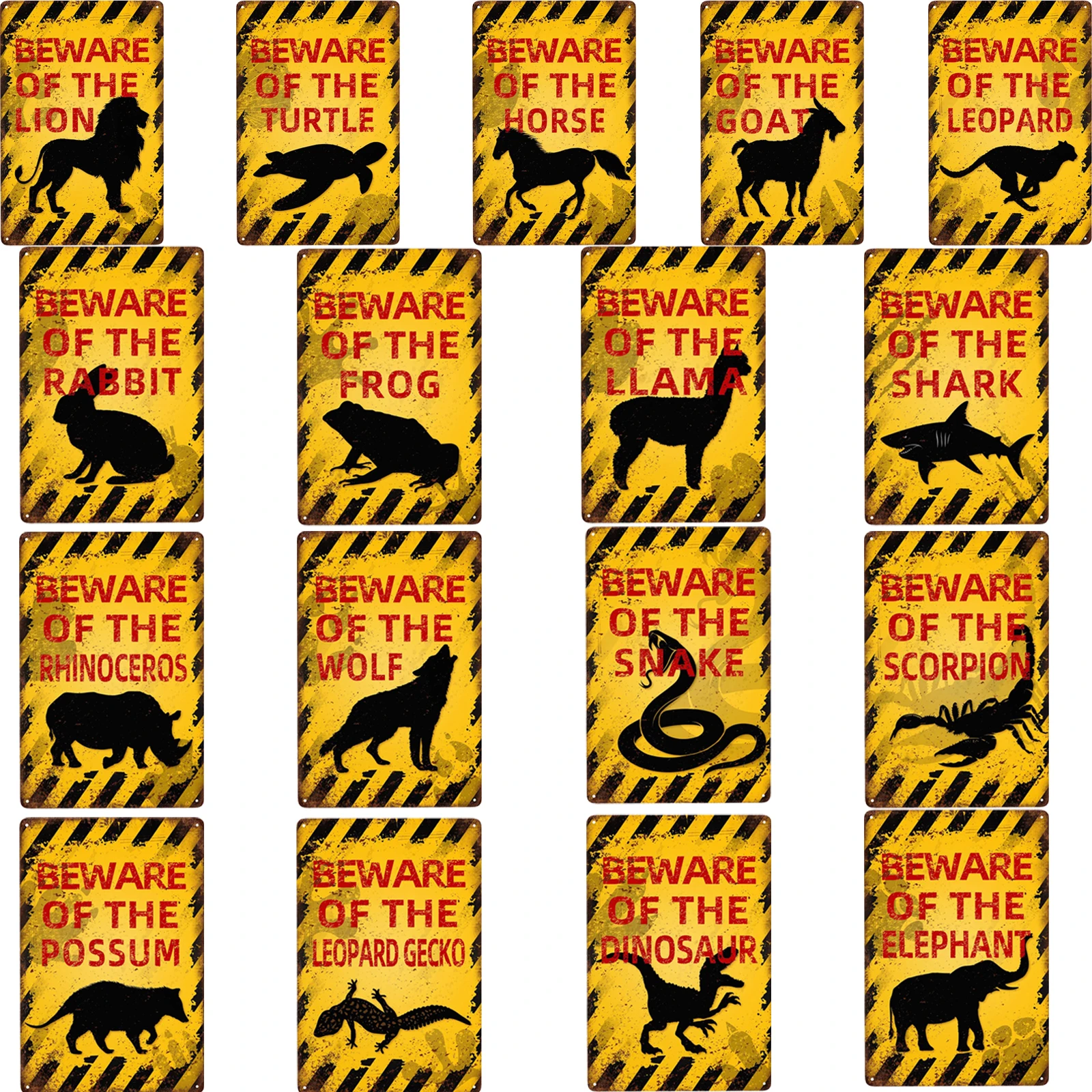 1pc-Vintage-Shark-Metal-Sign-Beware-of-Lion-Sign-Snake-Sign-Funny ...