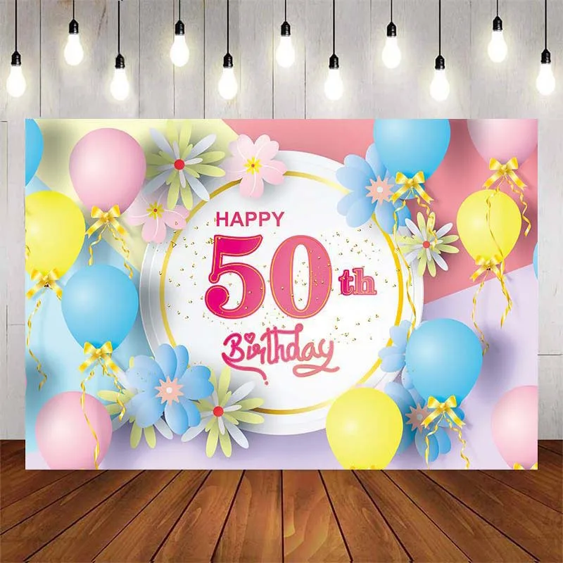 Happy-Birthday-50th-Photography-Background-Party-Banner-Balloon ...
