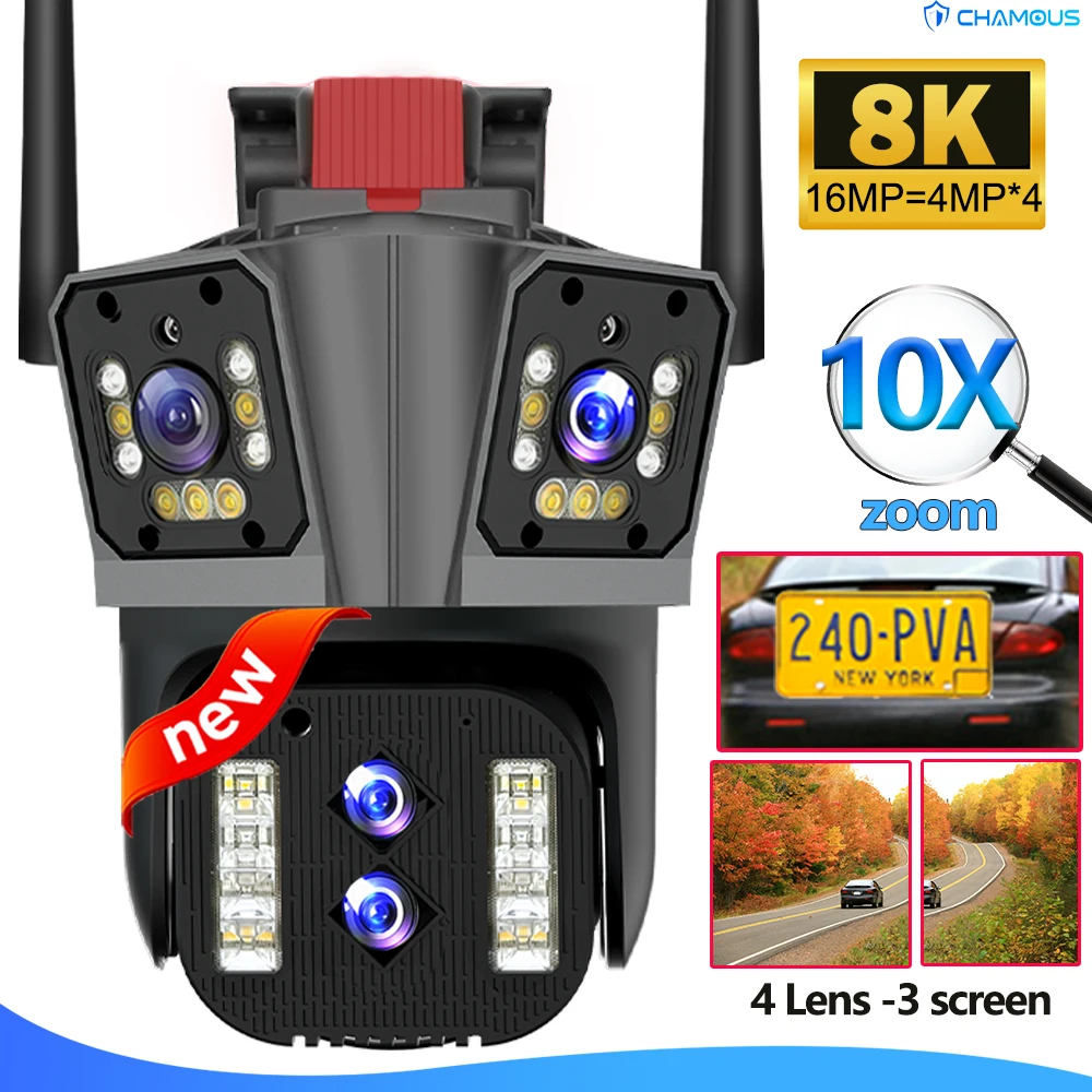 16MP 8K WiFi IP Camera 10X Zoom 4K Outdoor Security Camera Surveillance ...
