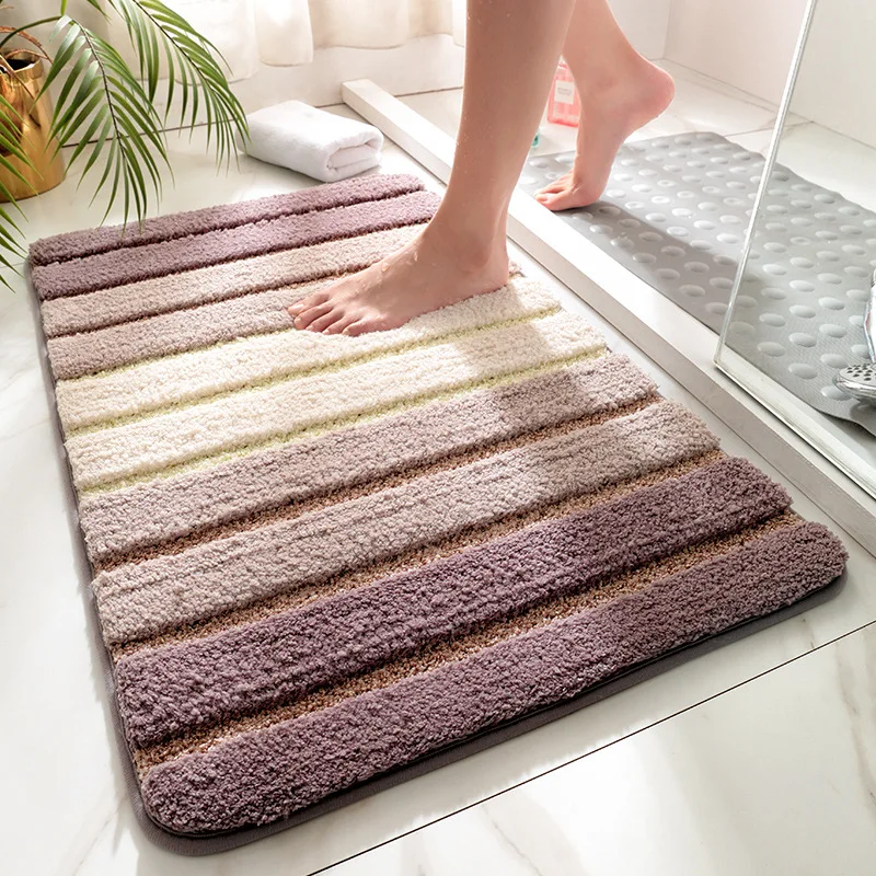 Simple-Striped-Microfiber-Bath-Mat-Absorbent-and-Quick-drying-Foot-Mat ...