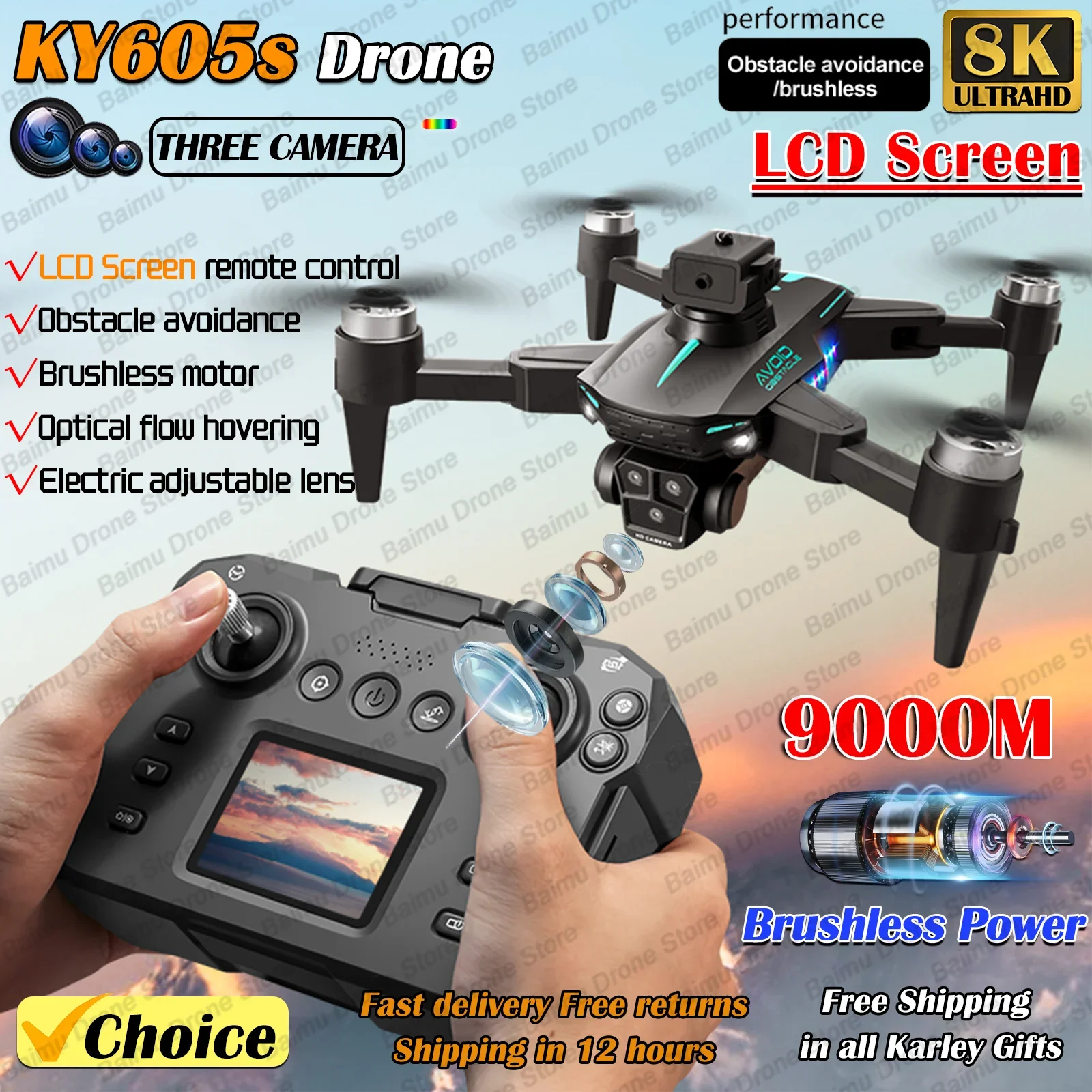 New-KY605S-MAX-LCD-Screen-Drone-8k-Profesional-HD-Camera-Obstacle ...
