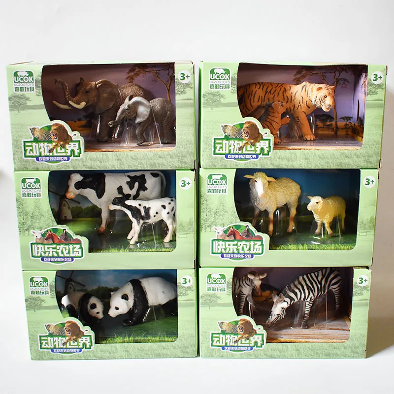 New Color Box Simulation Animal Model Figure Elephant Tiger Zebra Panda ...