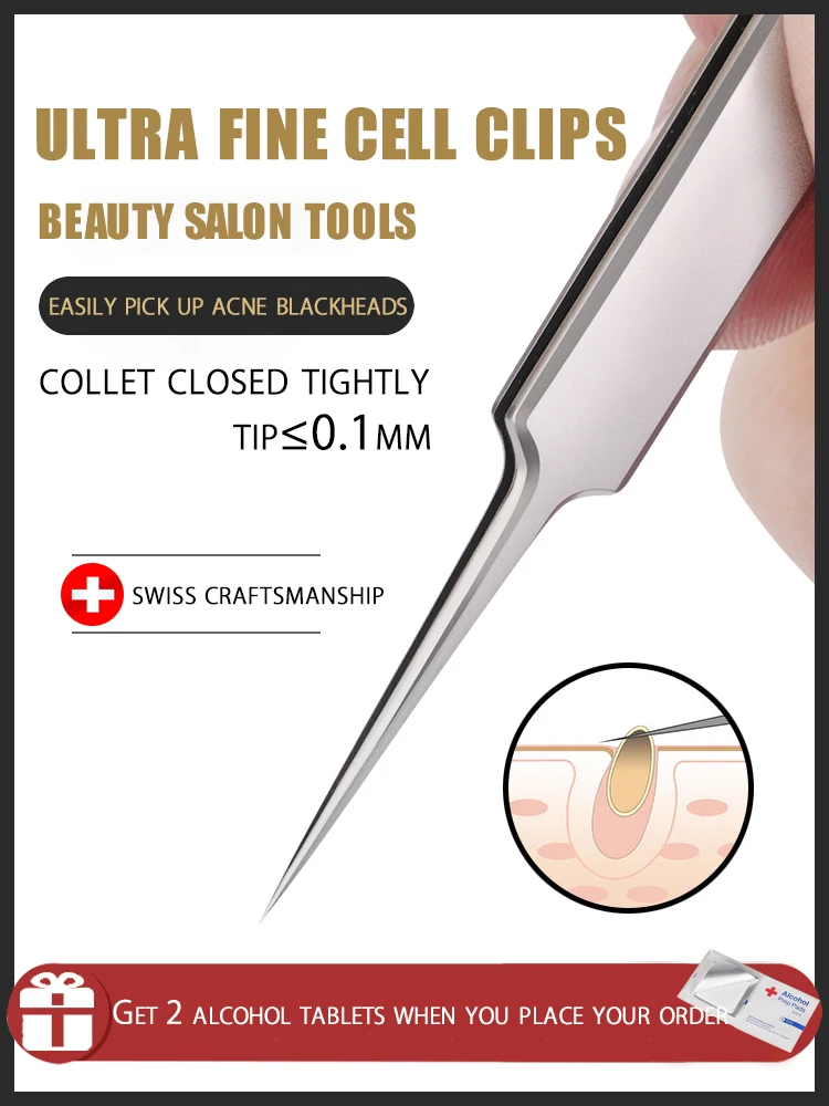 Swiss-Ultra-fine-No-5-Cell-Blackhead-Clip-Tweezers-Pimples-Remover ...
