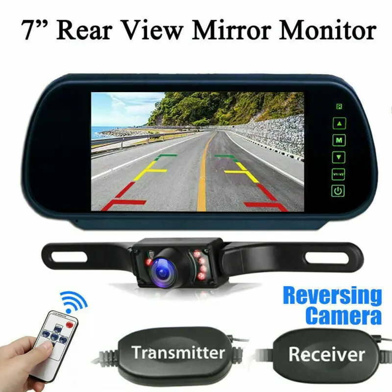 7-Rear-View-Monitor-Mirror-Wireless-Truck-Bus-Car-Rear-View-Cameras-12V ...