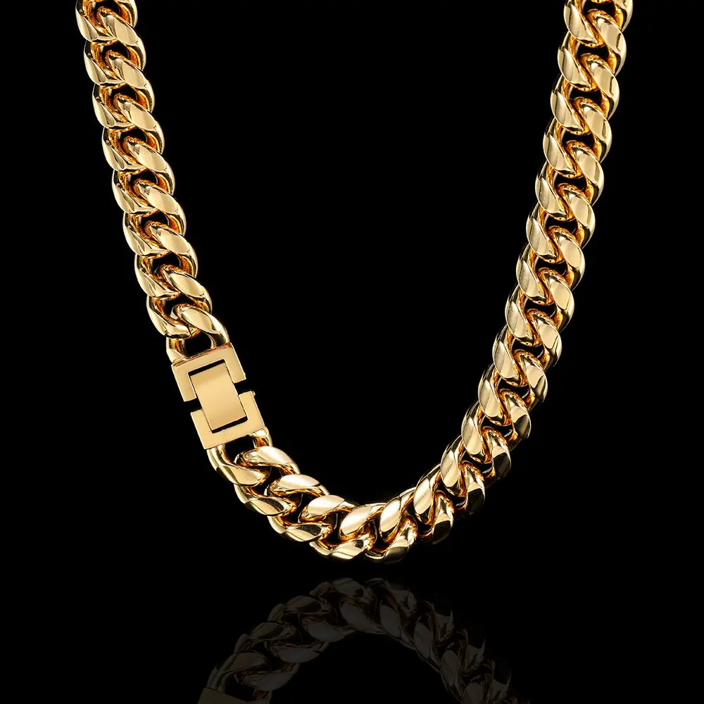 Hip-Hop-Rapper-Rock-Cuban-Link-Chain-For-Men-18k-Gold-Plated-Stainless ...