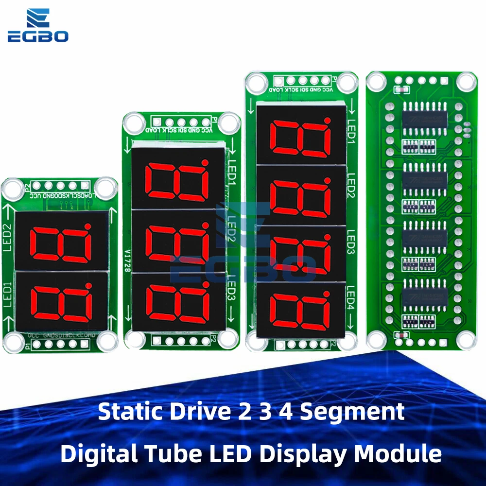 Static Drive 2/3/4-Segment 2-Digit LED Display Module: 74HC595 Digital ...