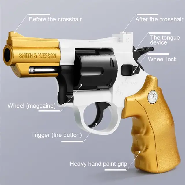 Revolver Airsoft Pistol Paintball Soft Bullet Gun Simulation Model Toy ...