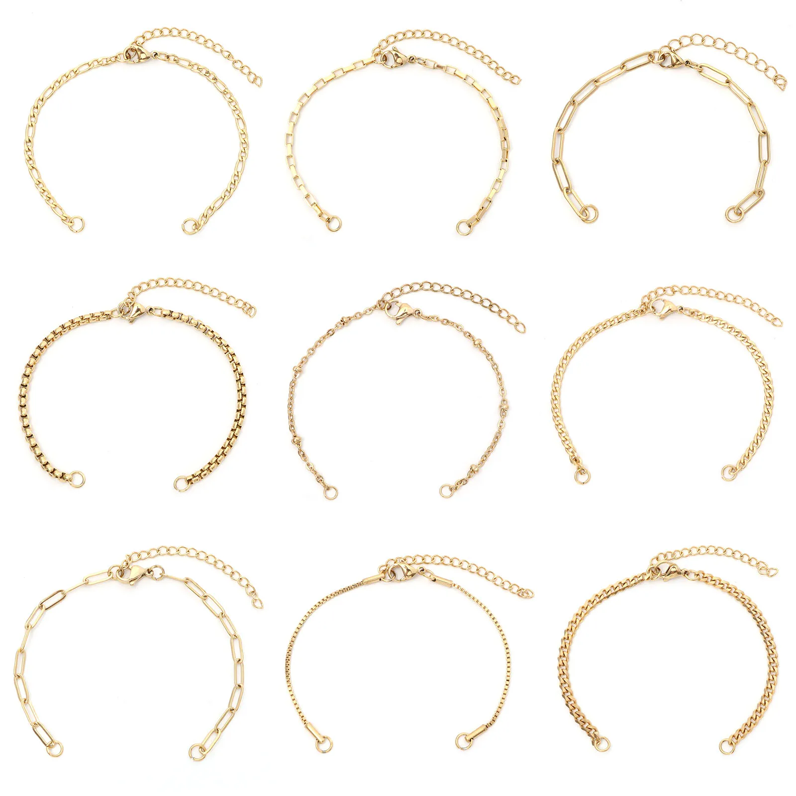 1-Piece-304-Stainless-Steel-Link-Chain-Bracelets-Components-Gold-Color ...