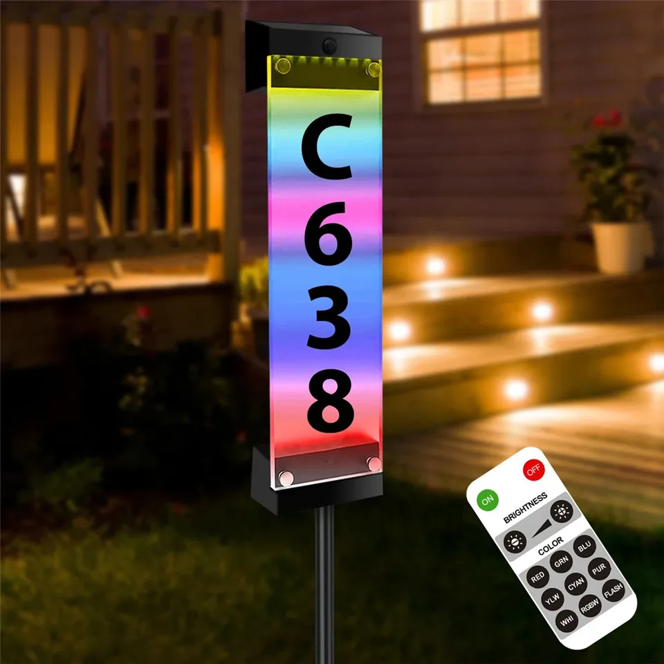 Color Changing Address Signs Solar Powered Mailbox Numbers - RGBW With ...