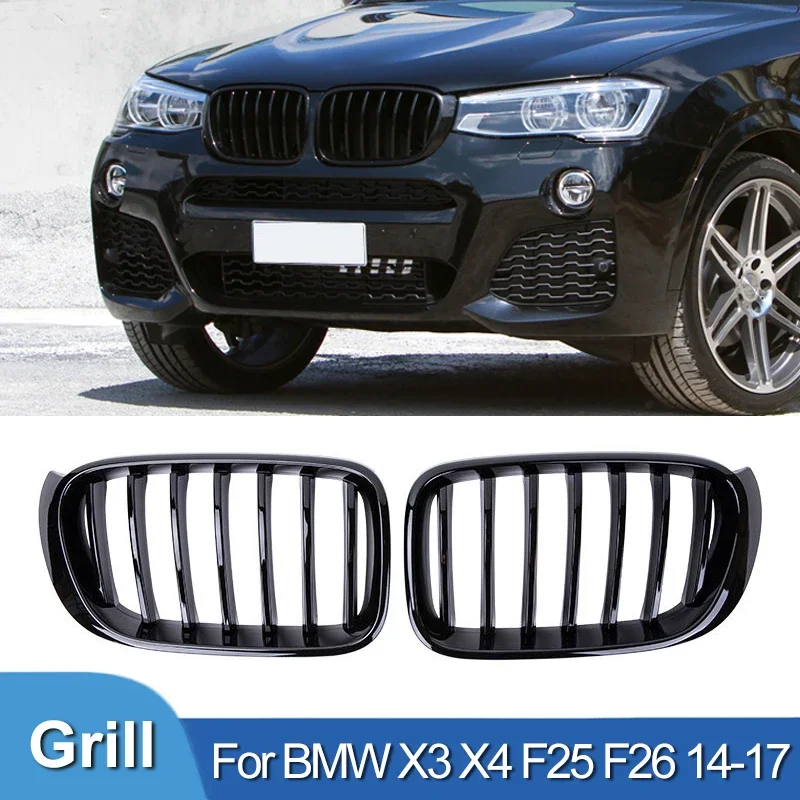 For-BMW-X3-X4-F25-F26-Car-Front-Bumper-Grille-Kidney-Racing-Grill-2014 ...