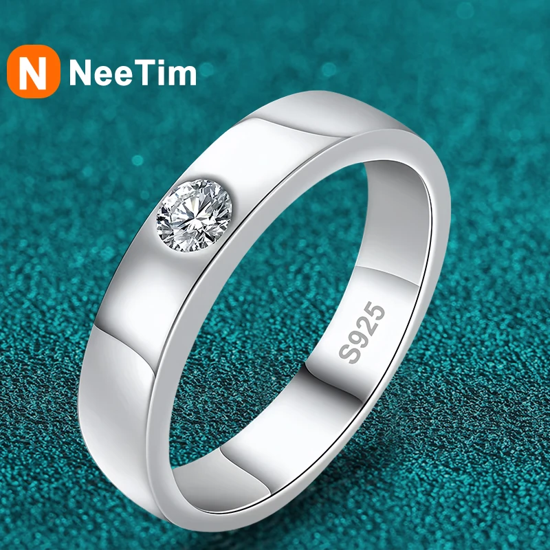 NeeTim-4mm-Moissanite-Ring-for-Men-925-Sterling-Silver-Gemstone-Lab-Diamond-Gold-Plated-Rings ...