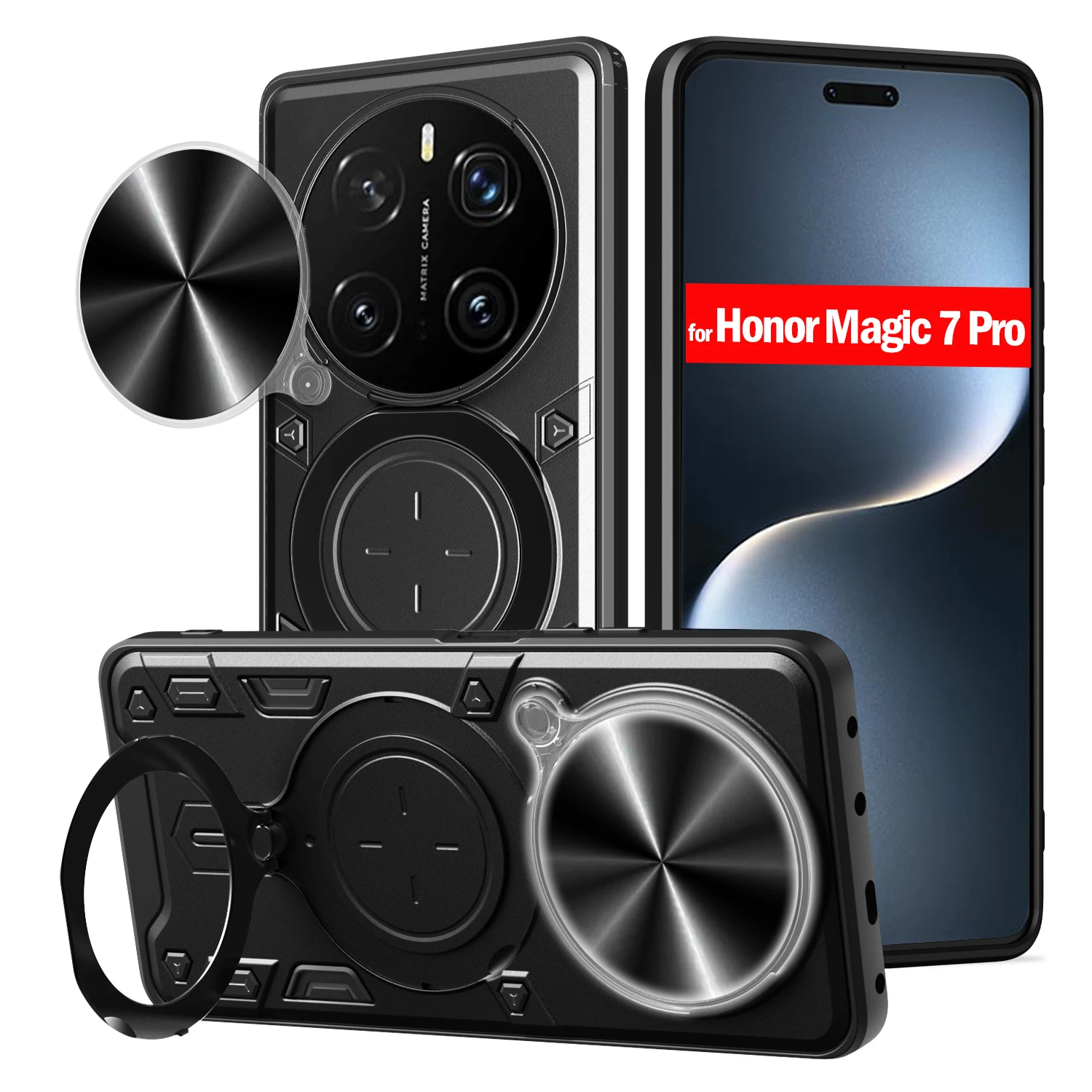 Armor Magnetic Stand Funda for Honor Magic 7 Pro Case Slide Camera Ring ...