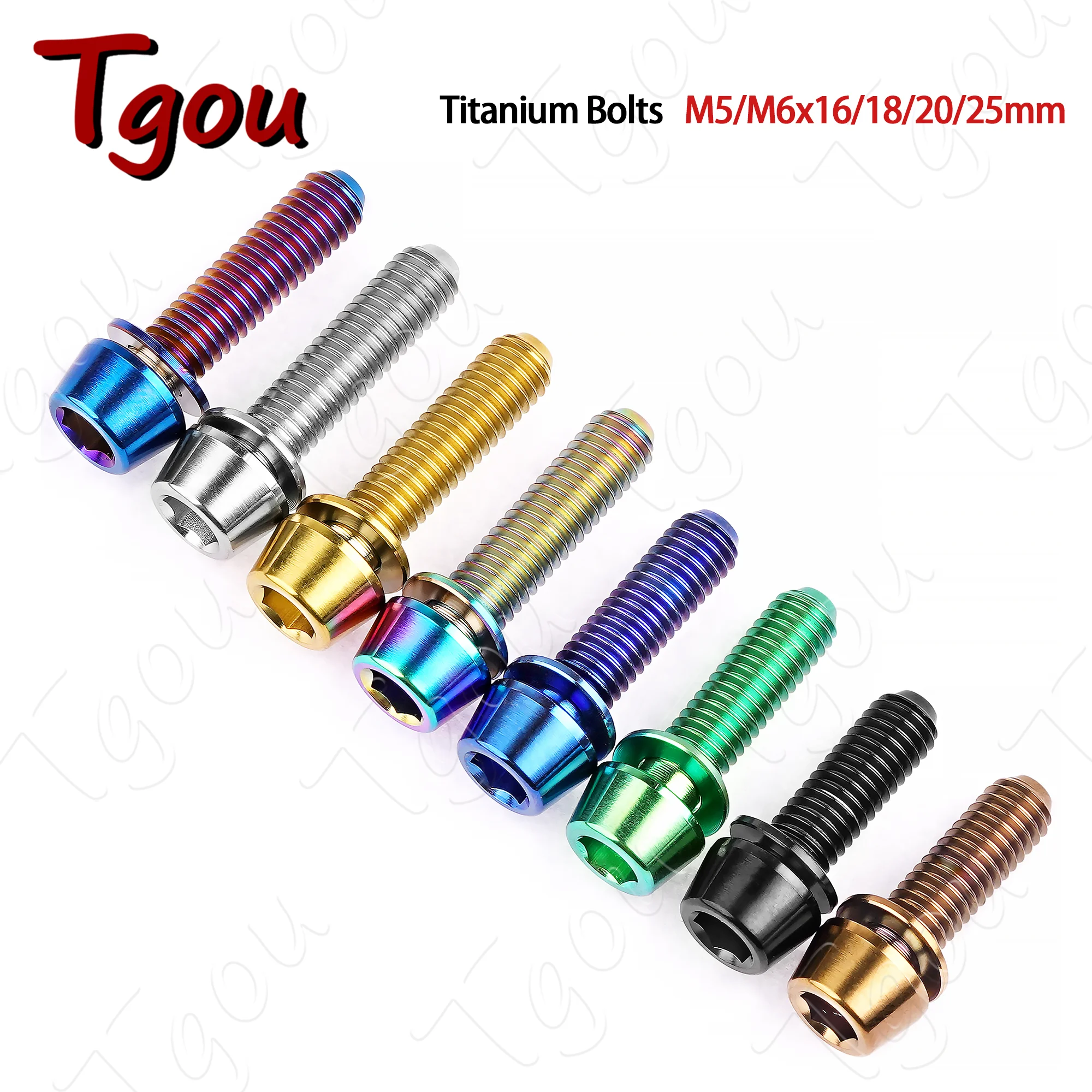 Tgou Titanium Bolt M5/M6x16 18 20 25mm with Washers Hex Head Screw for ...
