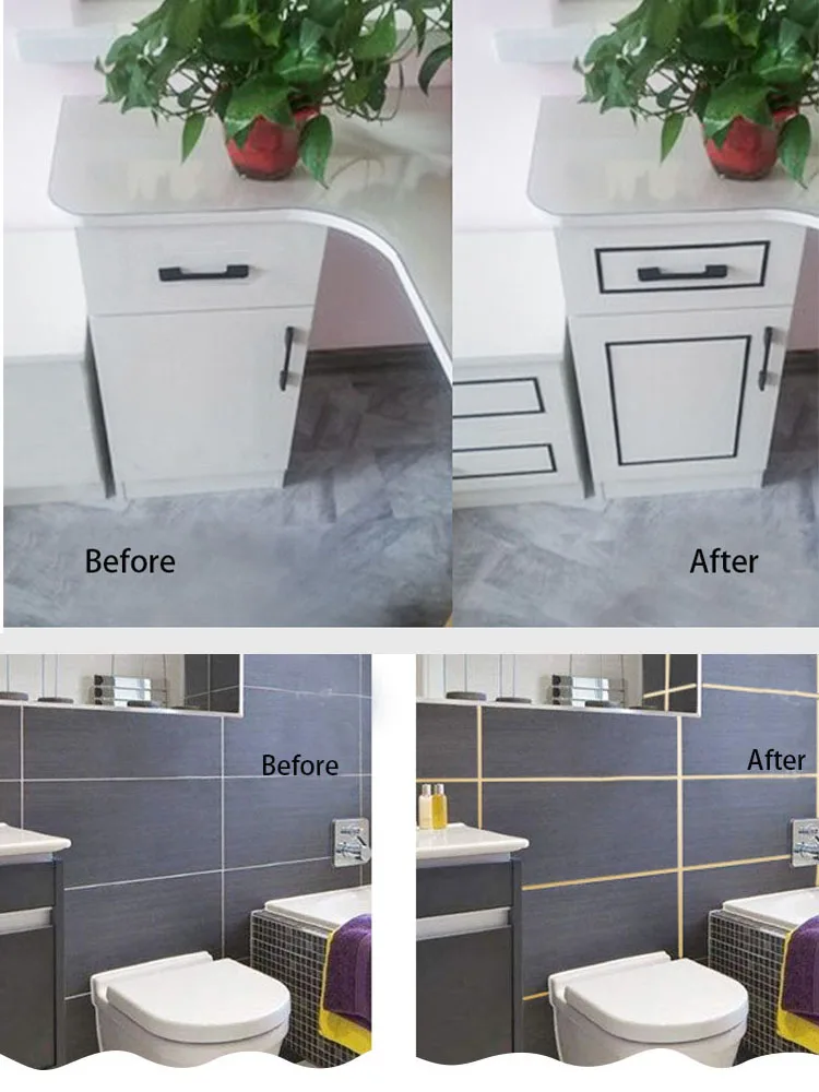 Self Adhesive PVC Decoration Lines Background Wall Edge Banding Strips ...