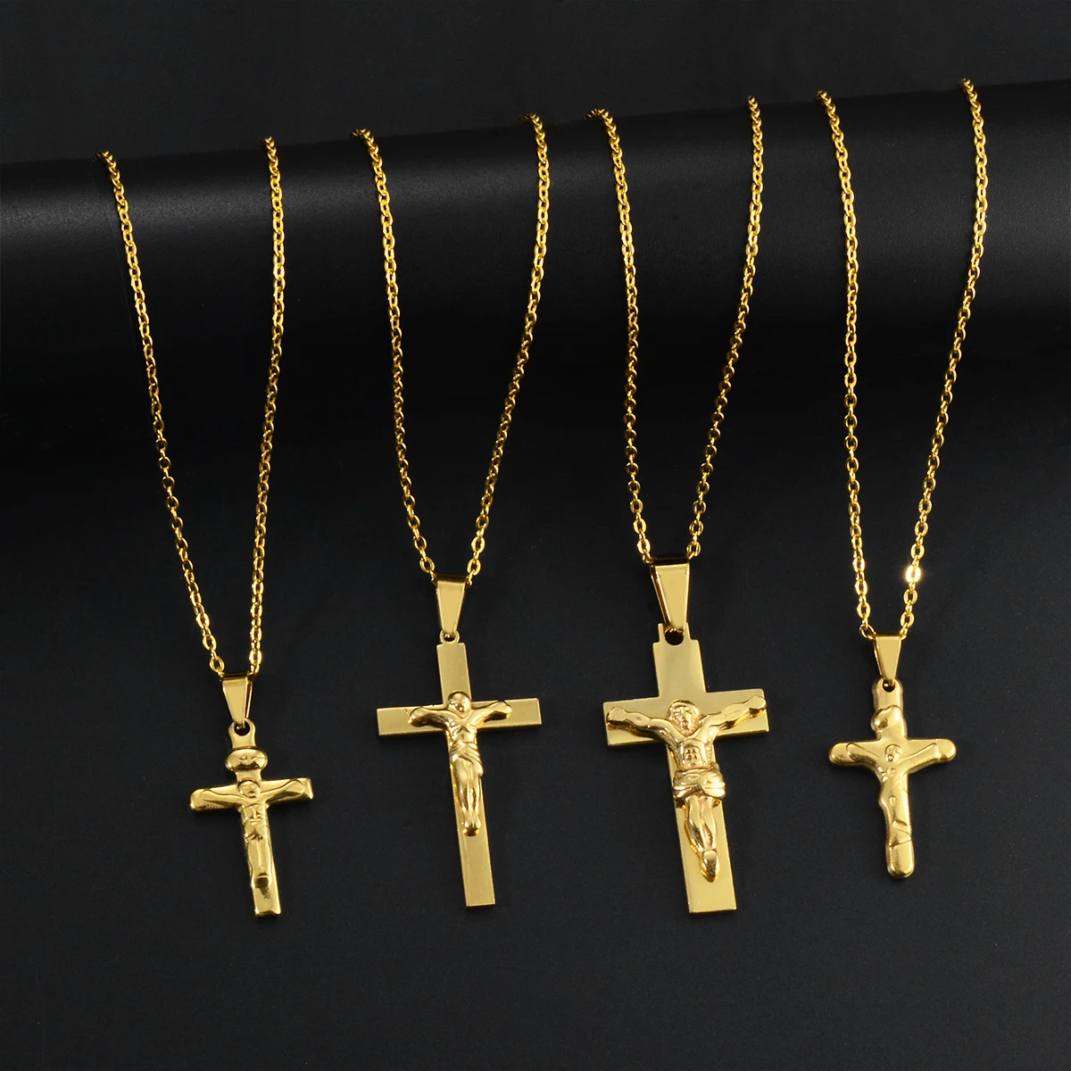 Christian-Jesus-Cross-Necklace-for-Women-Men-Stainless-Steel-Chains ...