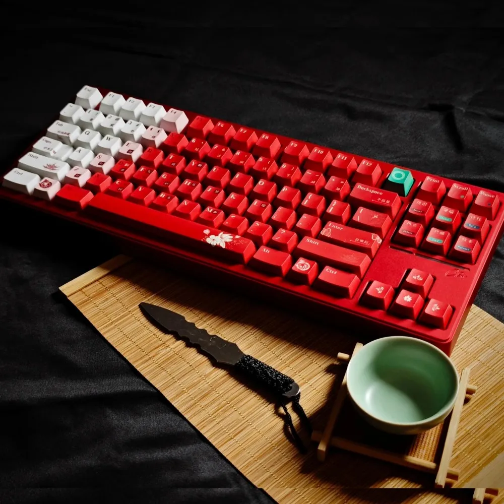 1 Set White Red Gradient Keycaps PBT Dye Sublimation Key Caps Cherry ...