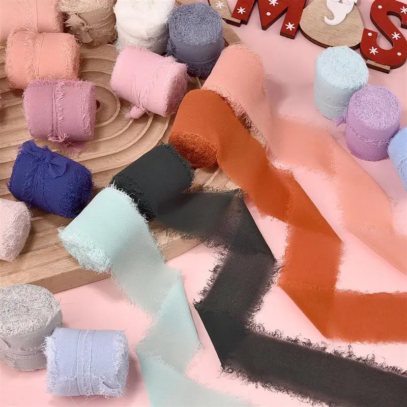 5M-Roll-Handmade-Frayed-Edged-Satin-Chiffon-Silk-Ribbon-For-Wedding ...