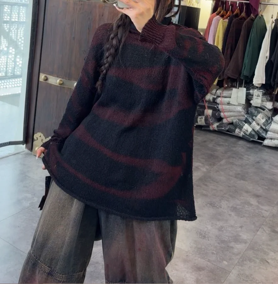Black striped multi-color sweater - new spring pullover sweater, casual ...