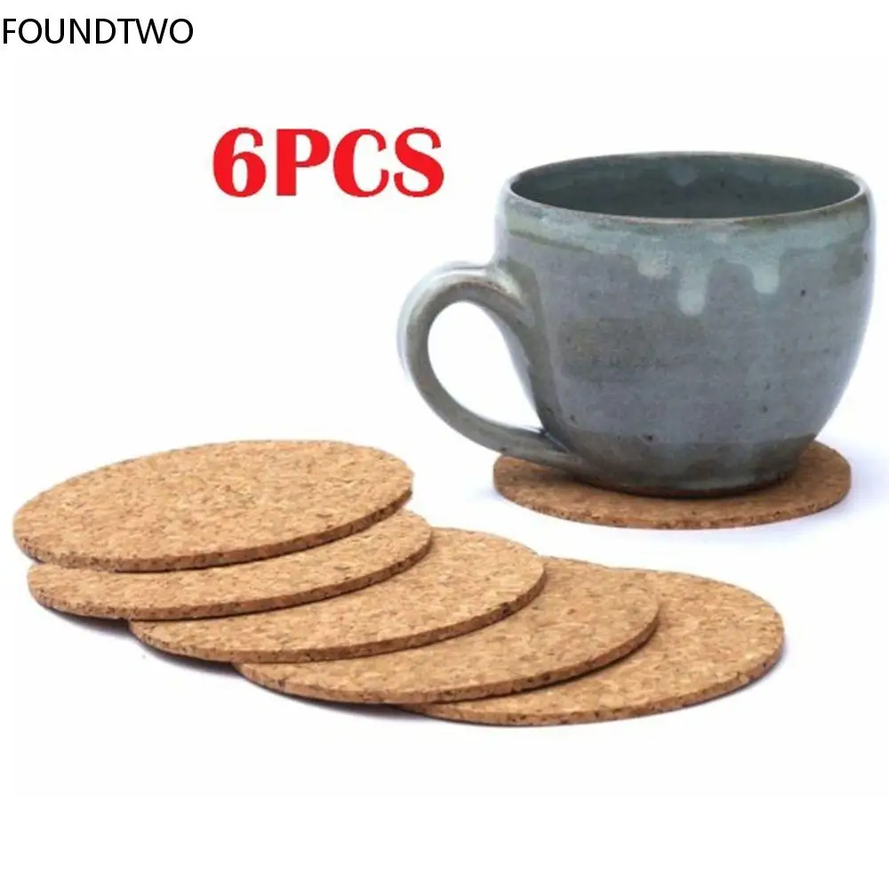 6Pcs-Plain-Simple-Natural-Cork-Coasters-Round-Wine-Drink-Coffee-Tea-Cup ...