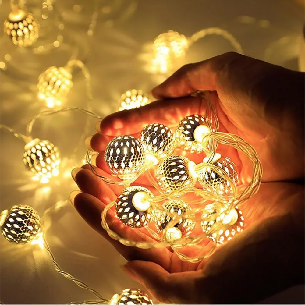 LED-Globe-String-Lights-Decorative-Moroccan-Orb-Silver-Metal-Balls ...