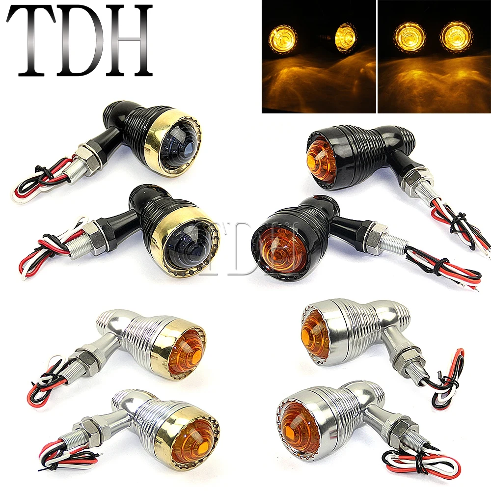 Motorcycle-Metal-M10-Vintage-Brat-Brass-Old-Shool-LED-Turn-Signals-for ...