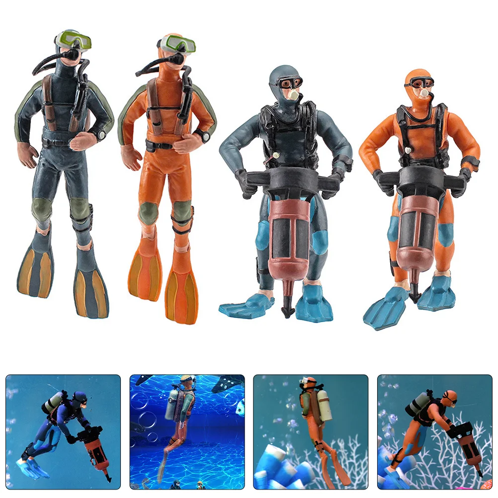 4-Pcs-Mini-Diver-Model-Fish-Tank-Accessories-Bunny-Toy-Small-Floating ...