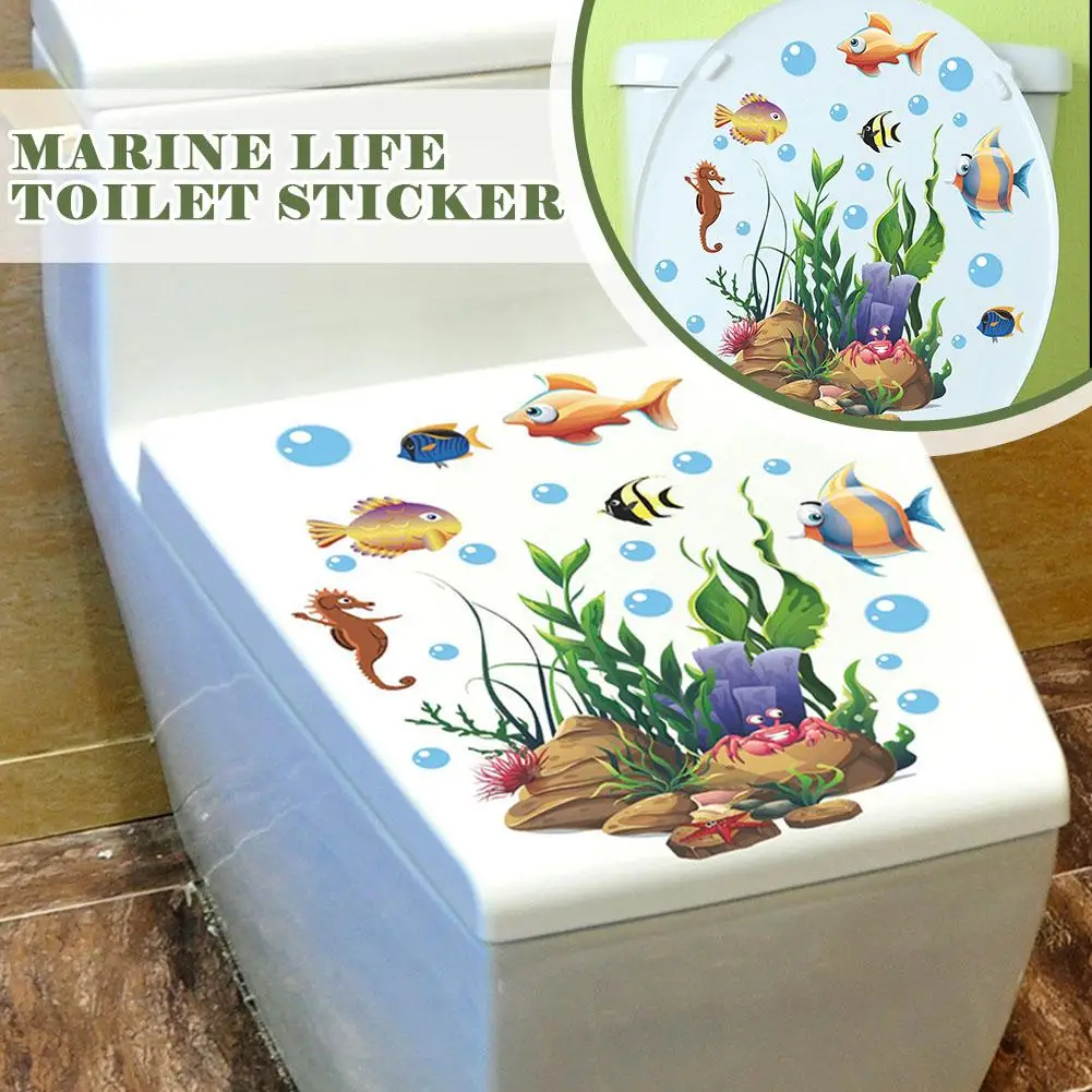 Underwater Fish Bubble Toilet Bathroom Sticker Waterproof Toilet ...