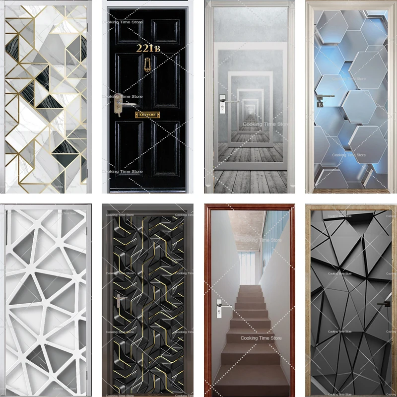 Abstract-Space-3D-Door-Stickers-Self-Adhesive-PVC-Poster-for-Door ...