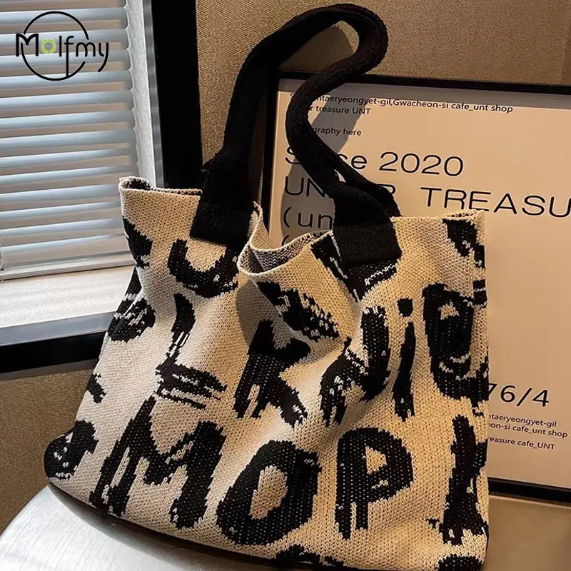 Bolso-de-mano-tejido-con-letras-para-mujer-bolsa-de-mano-de-gran ...