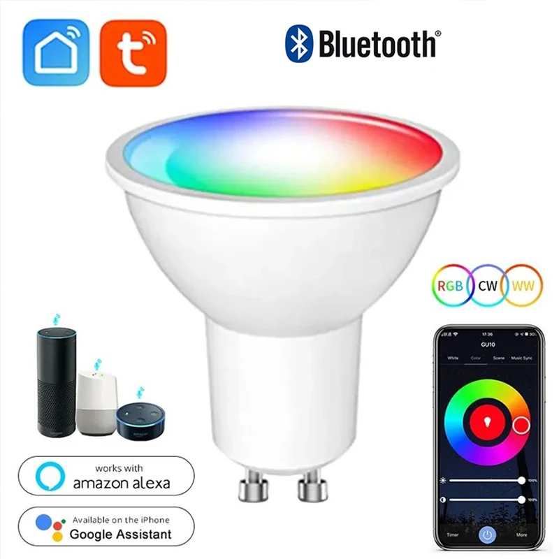 L-mpada-LED-inteligente-para-o-Google-Home-Assistant-Bluetooth-Tuya-RGB ...