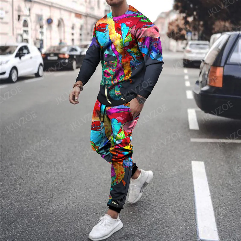 Spring-Men-s-Set-Sportsuits-Color-Graffiti-3D-Printed-T-shirt-Long ...