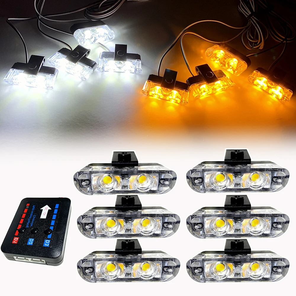 2-LED-Vehicle-Clip-Signal-Light-Universal-Car-Front-Grille-Emergency ...