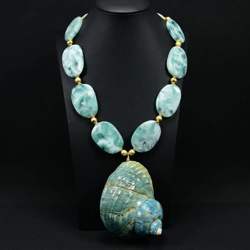 GG-Jewelry-Big-Blue-Turban-Shell-Coral-Sea-Snail-Fish-Tank-Pendant ...