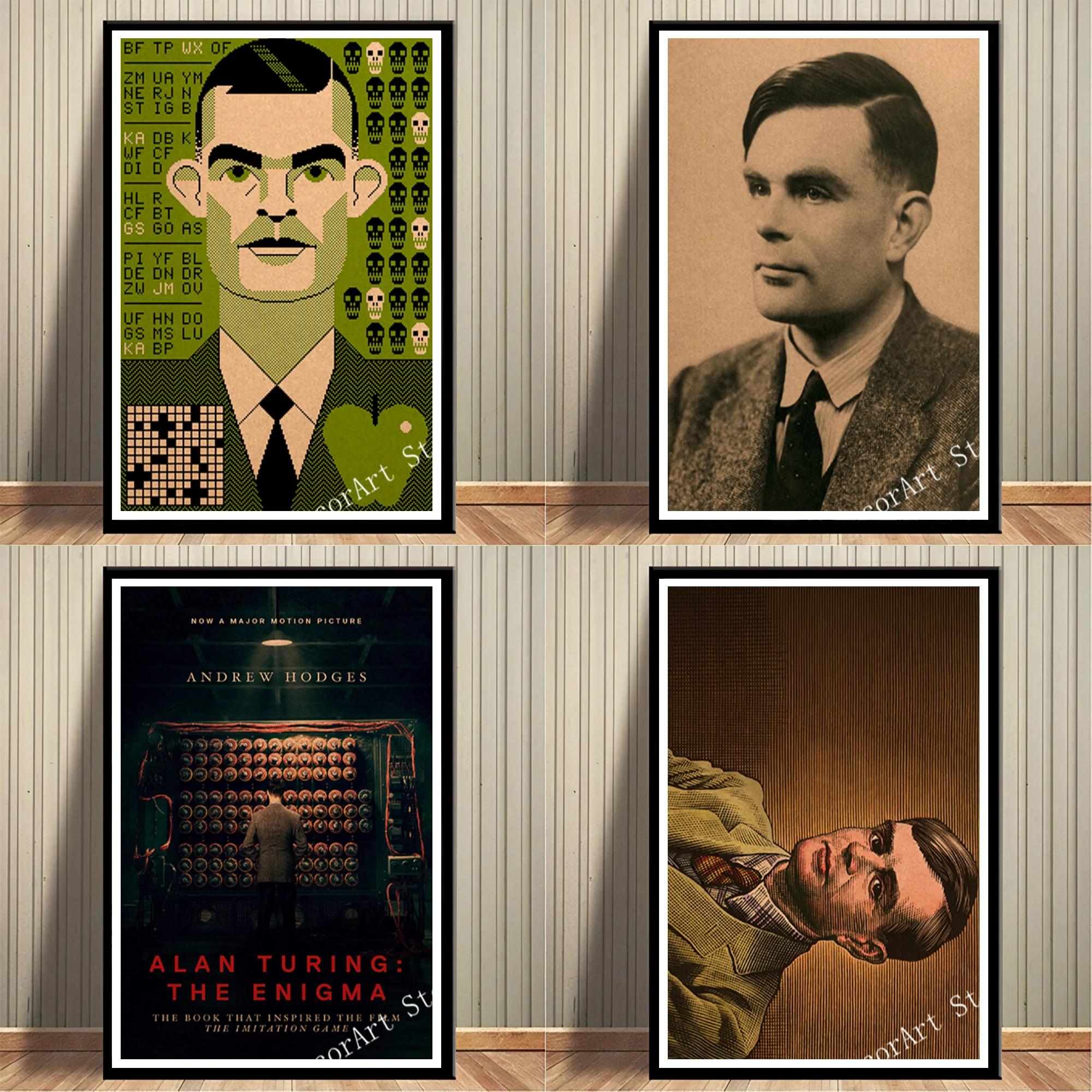 Mathematics-Alan-Mathison-Turing-CanvasPainting-Vintage-Wall-Picture ...